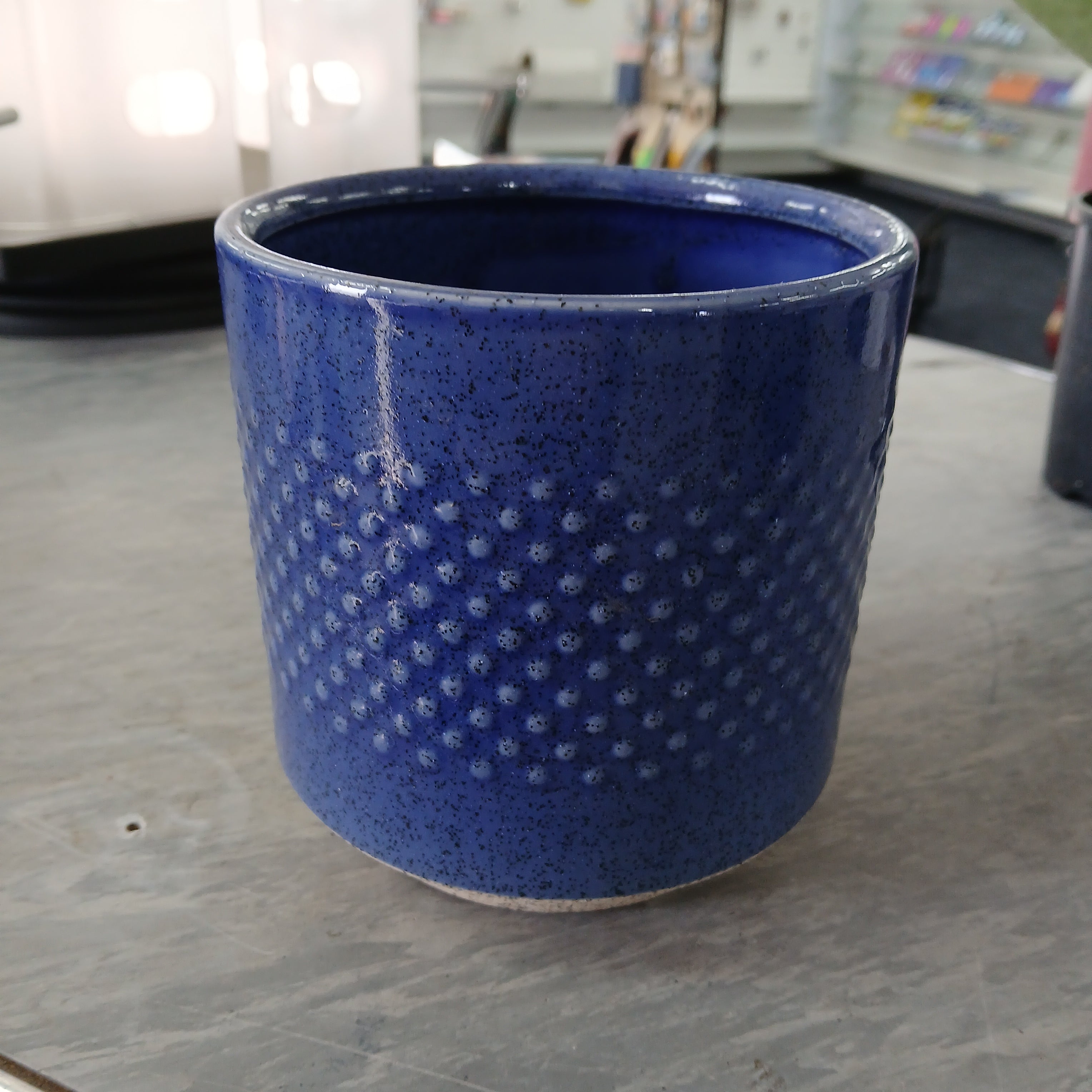 Glazed Blue Pot 110mm – The Outback Op Shop Australia